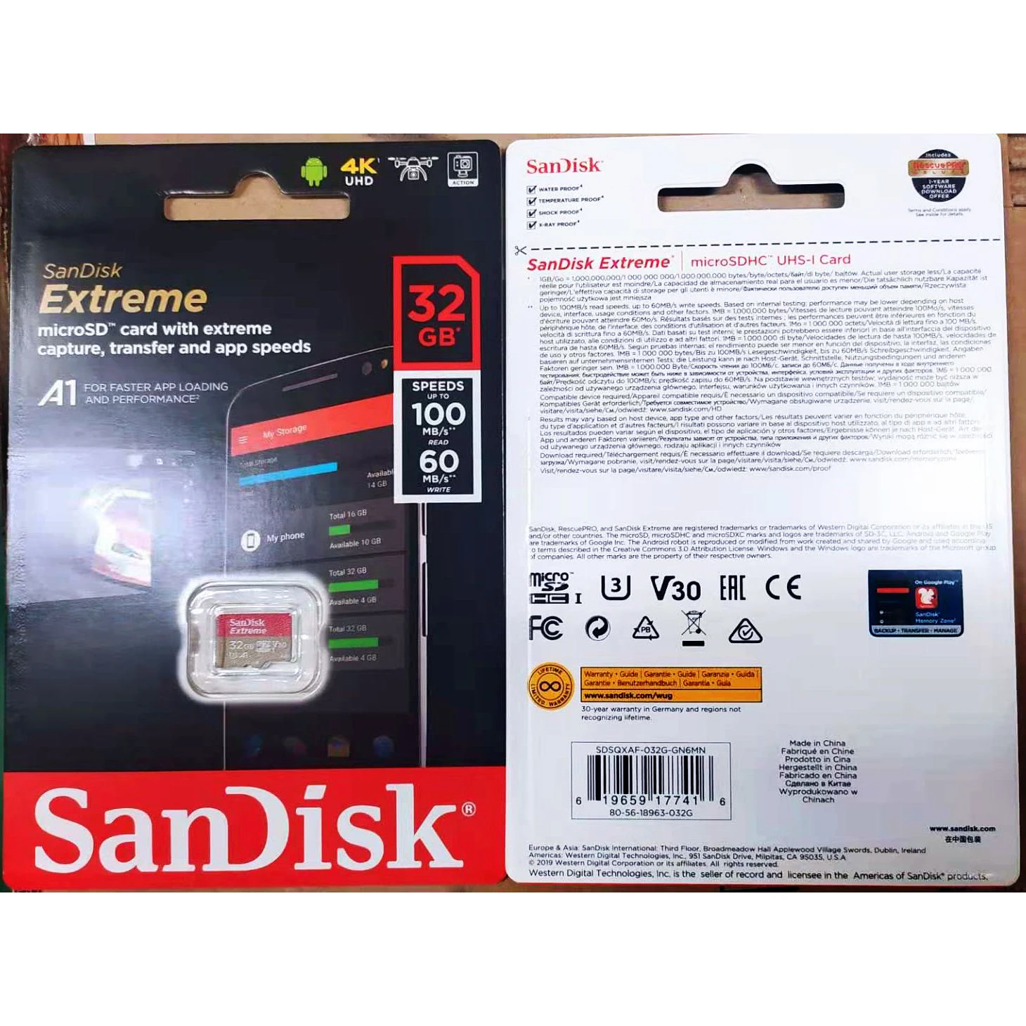 Sandisk Extreme C10 32G Microsd Card - 100mb/s Read Speed