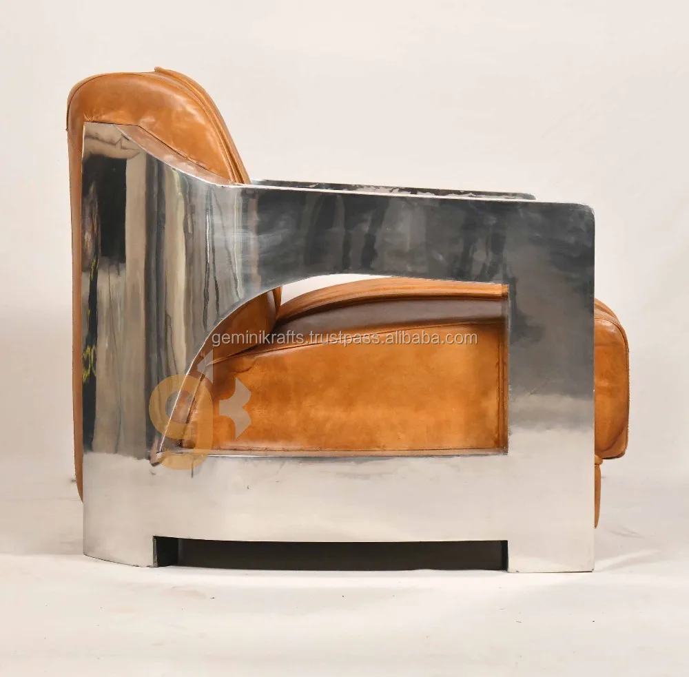 American Loft Style Aviator Genuine Buff Leather Aircraft Sofa Chair ...