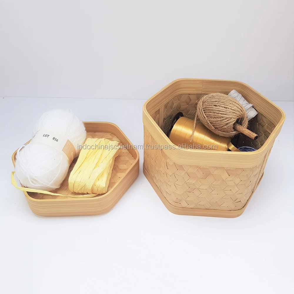 Woven Bamboo Container - Natural Storage Baskets Wholesale