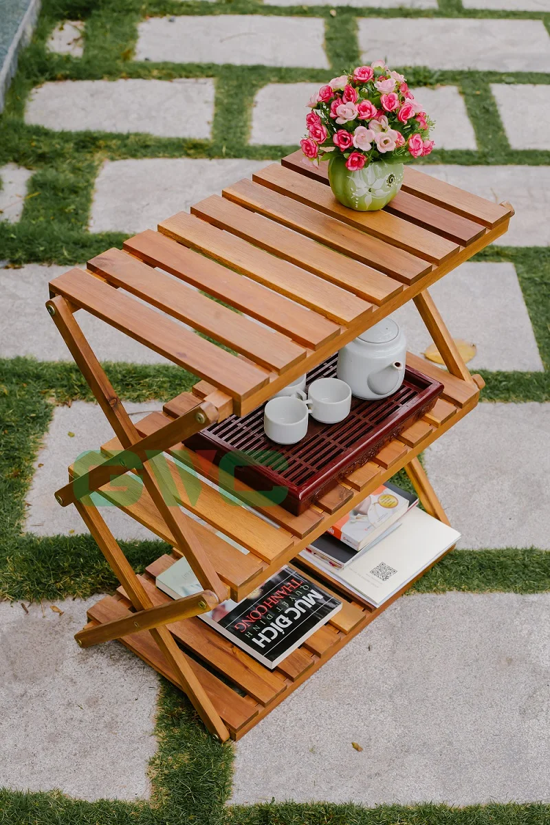 Premium 3-layer Storage Rack/foldable Wood Rack/ Acacia Rack For ...