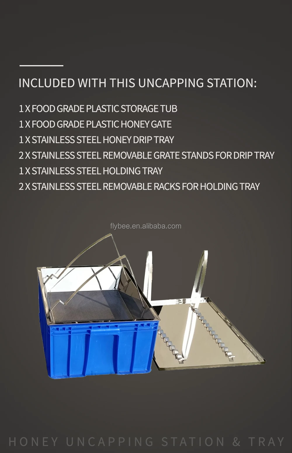 SS Honey Uncapping Tank & Tray Station - Beekeeping Tools