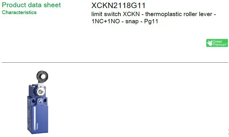 XCKN2118G11 - Reliable Thermoplastic Roller Lever Switch