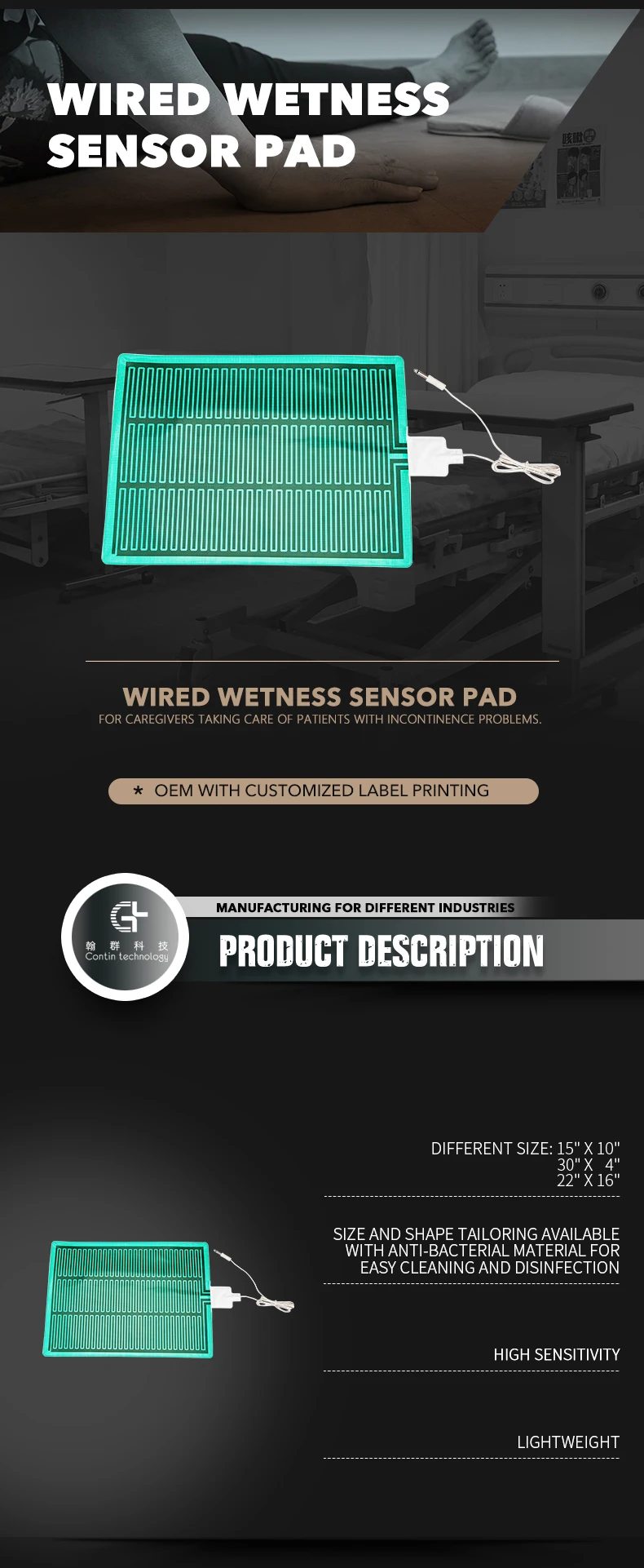 OEM Wetness Sensing Incontinence Detection Healthcare Elderly Care ...