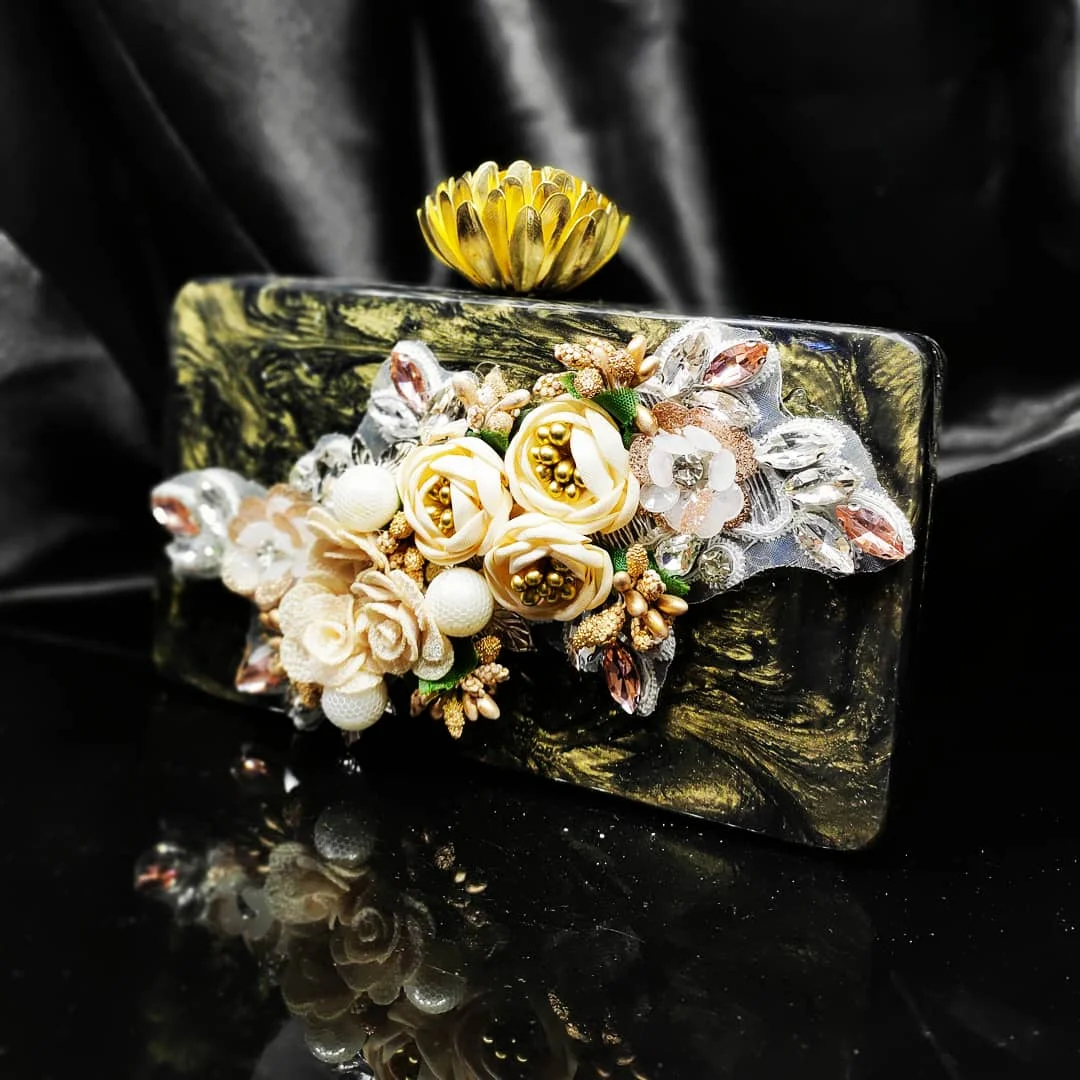 Luxury And Trending Indian Women Resin Clutch Purse With Oval Shape ...